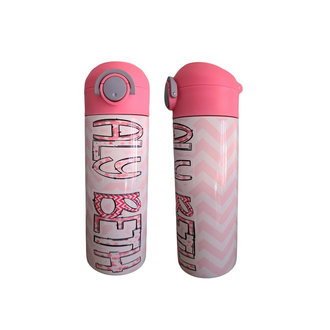 Pink Chevron Water Bottle, Kids Name Cup, Water Bottle for Kids, Water ...