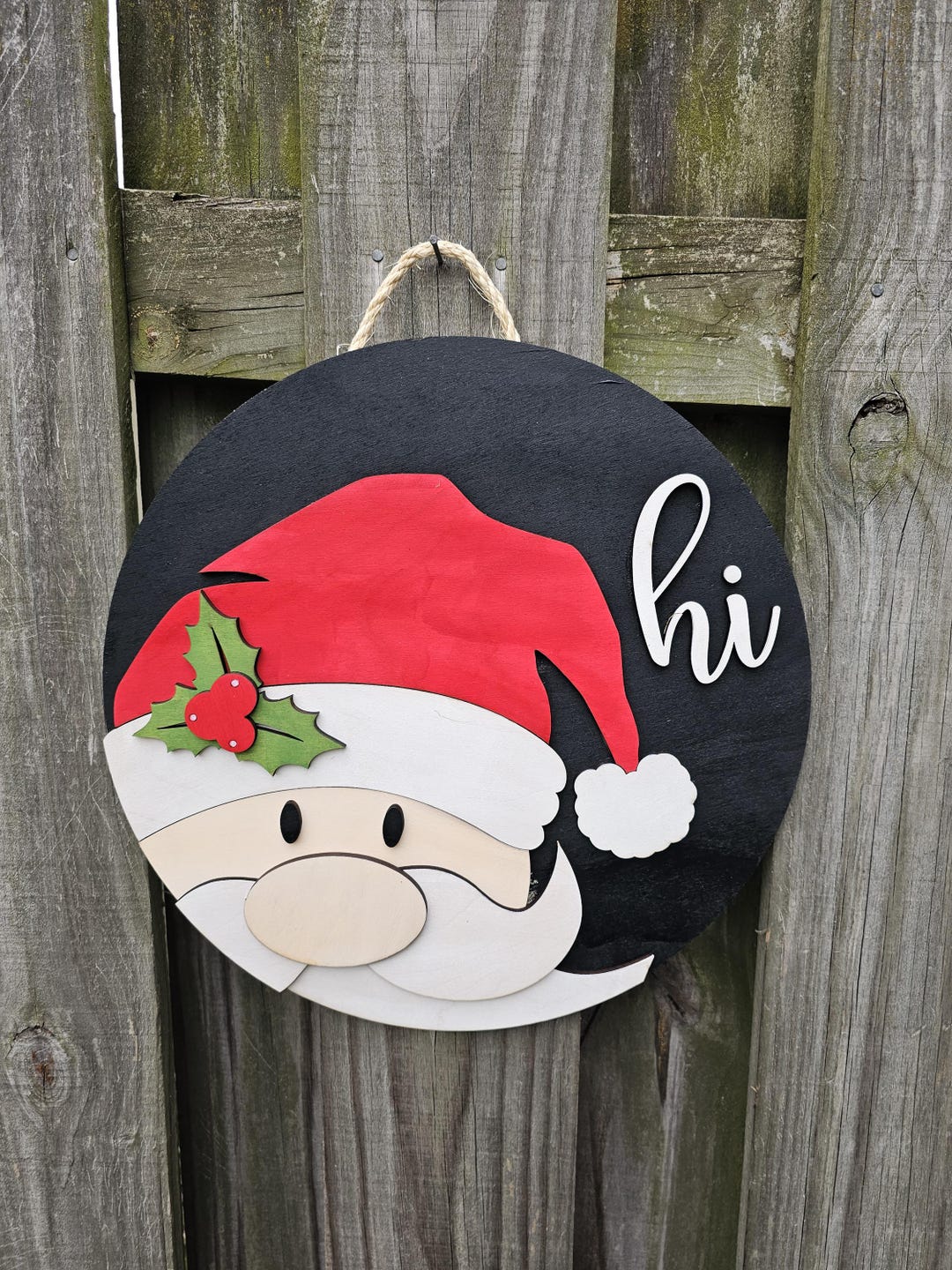 Christmas Door Hanger, Santa Door Sign, Sign for Front Door, Holiday ...