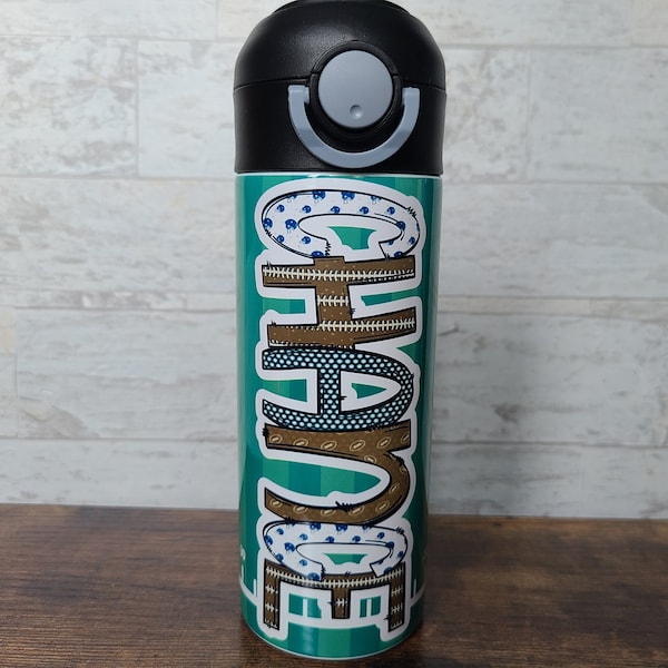 Football Water Bottle With Straw - Etsy