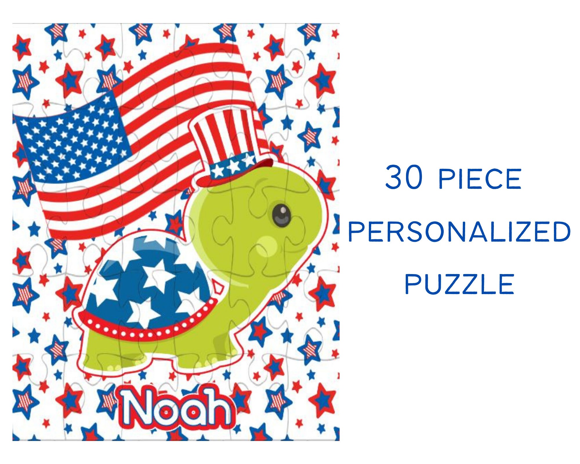 Patriotic Puzzle Personalized - Personalized 4th of July Gift - Turtle ...