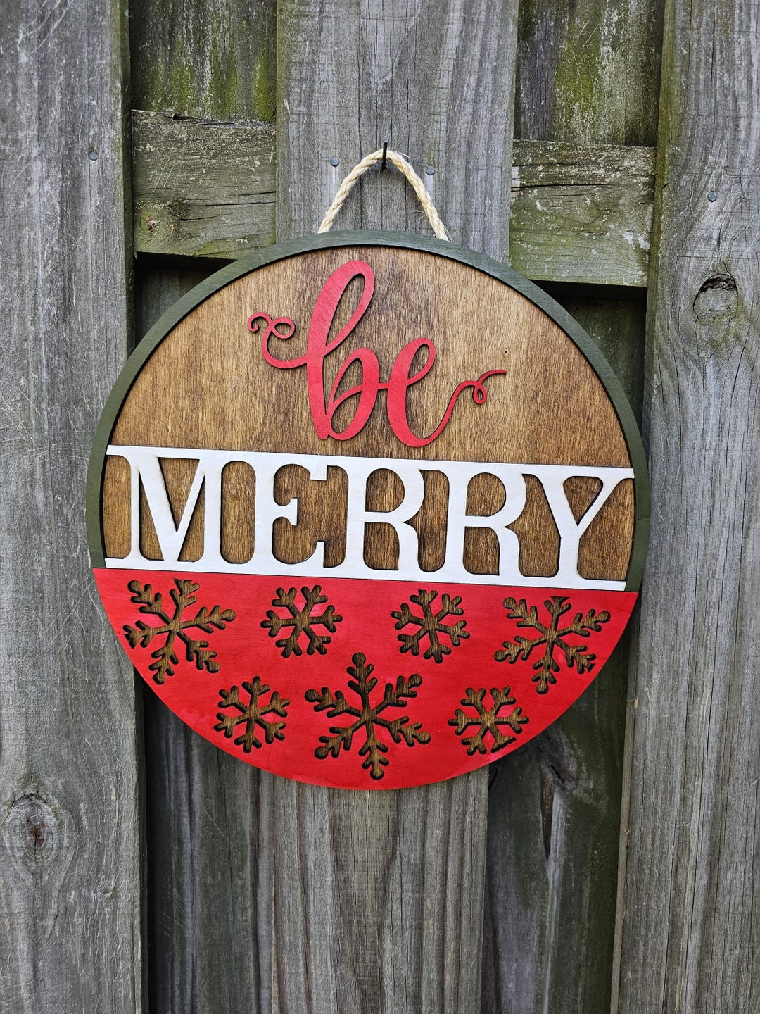 Christmas Door Hanger, Be Merry Door Sign, Sign for Front Door, Holiday ...