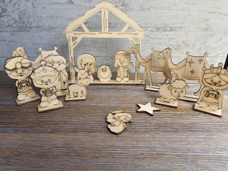 Wood Nativity Set for Kids – DIY Paint or Color Craft Kit - Build-your ...