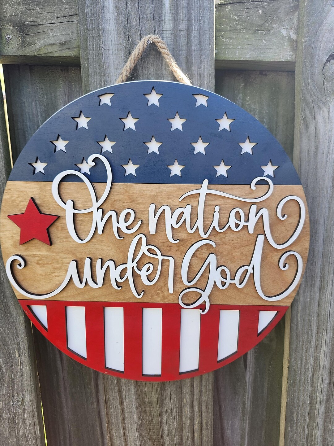 One Nation Under God Door Sign, Patriotic Door Sign, Wood Door Sign ...