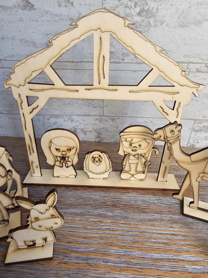 Wood Nativity Set for Kids – DIY Paint or Color Craft Kit - Build-your ...