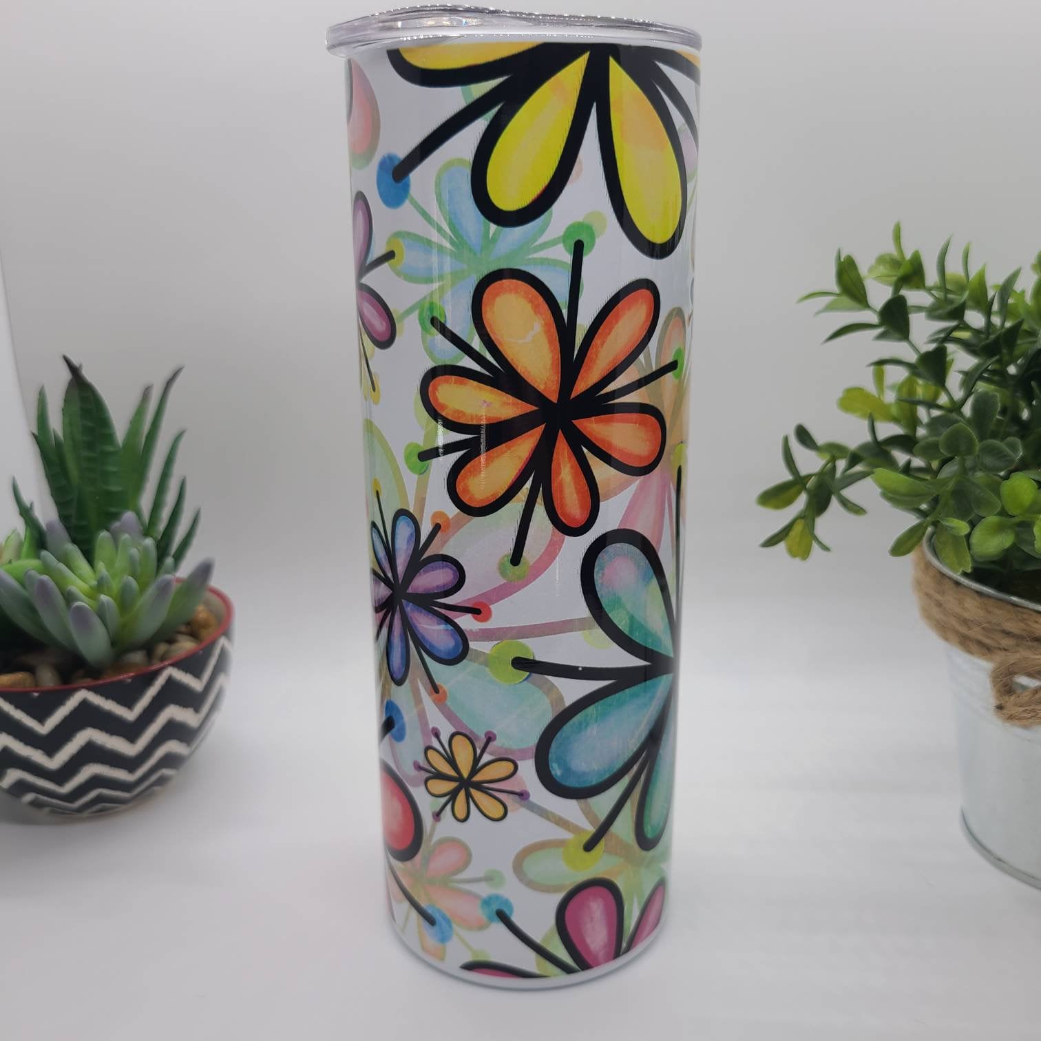 Multicolor Flower 20 Oz Skinny Tumbler Flower Cup Christmas - Etsy