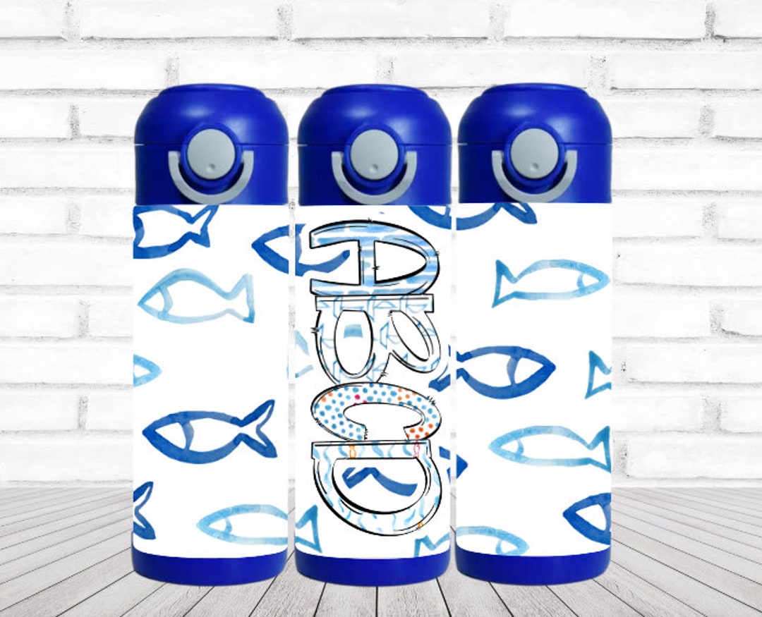 Blue Fish Water Bottle, Kids School Cup, Water Bottle for Kids, Water ...