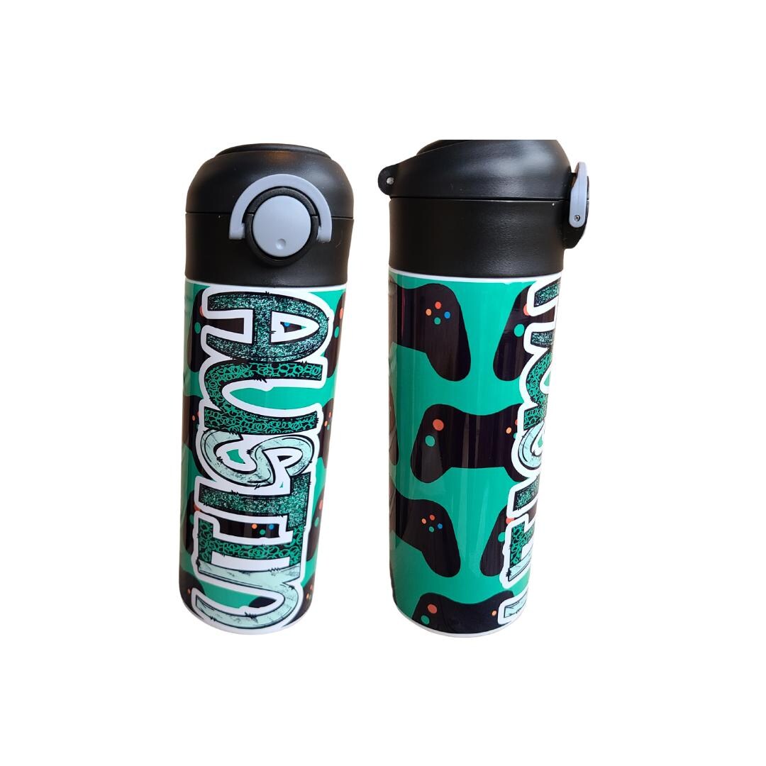 Green Gamer Water Bottle, Water Bottle for Kids, Water Bottle With ...