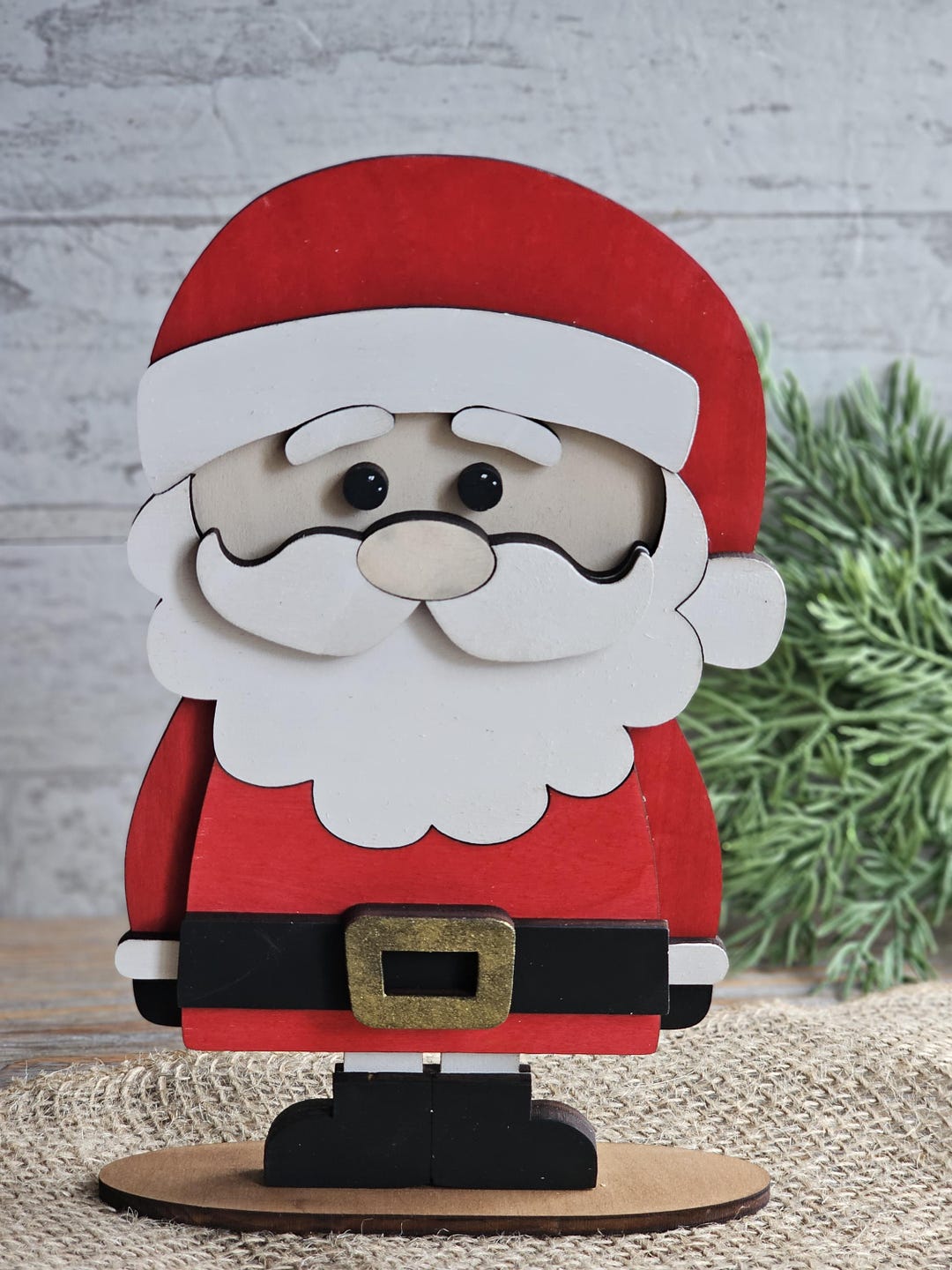 Santa Shelf Sitter, Hand-painted Wood Christmas Figurine, Holiday Shelf ...