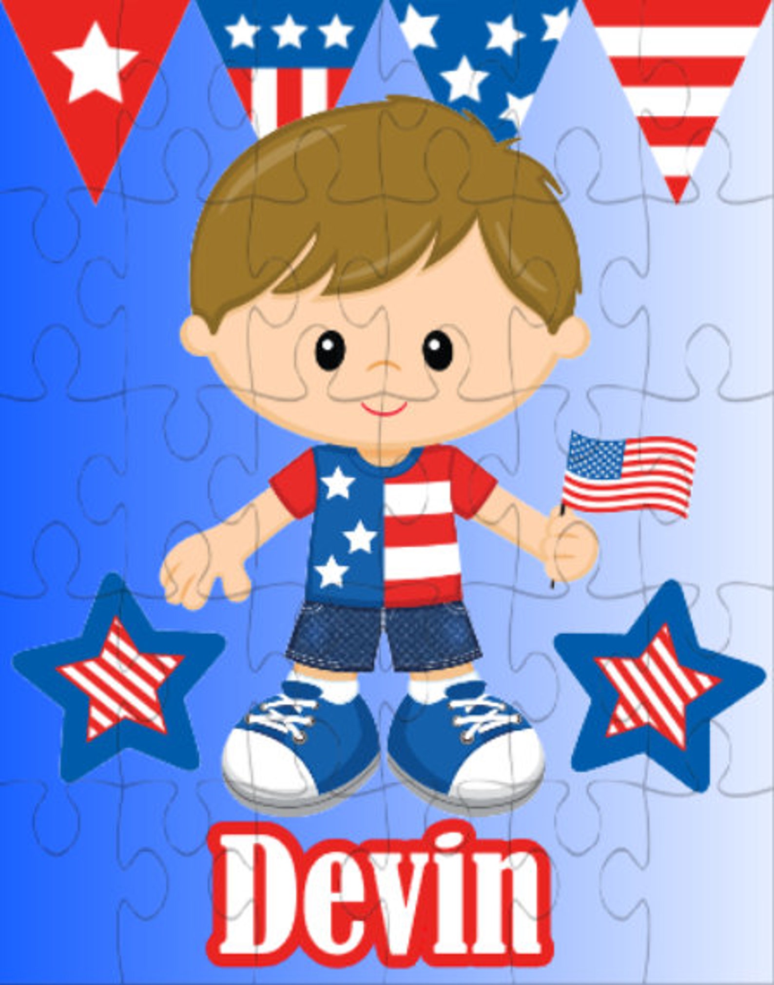 Personalized Puzzle for Kids 4th of July Gift Independence - Etsy