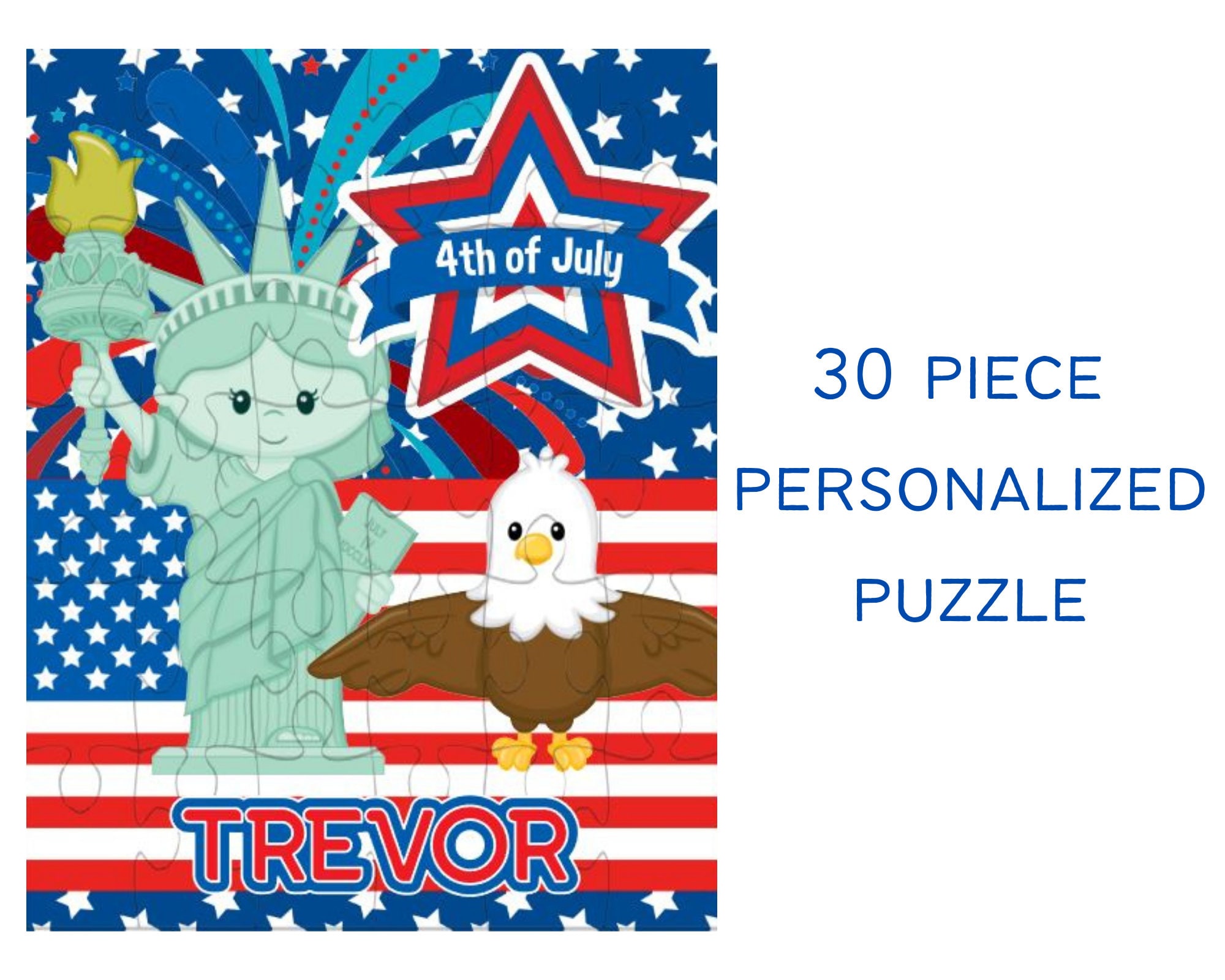 Patriotic Puzzle Personalized 4th of July Gift Eagle | Etsy