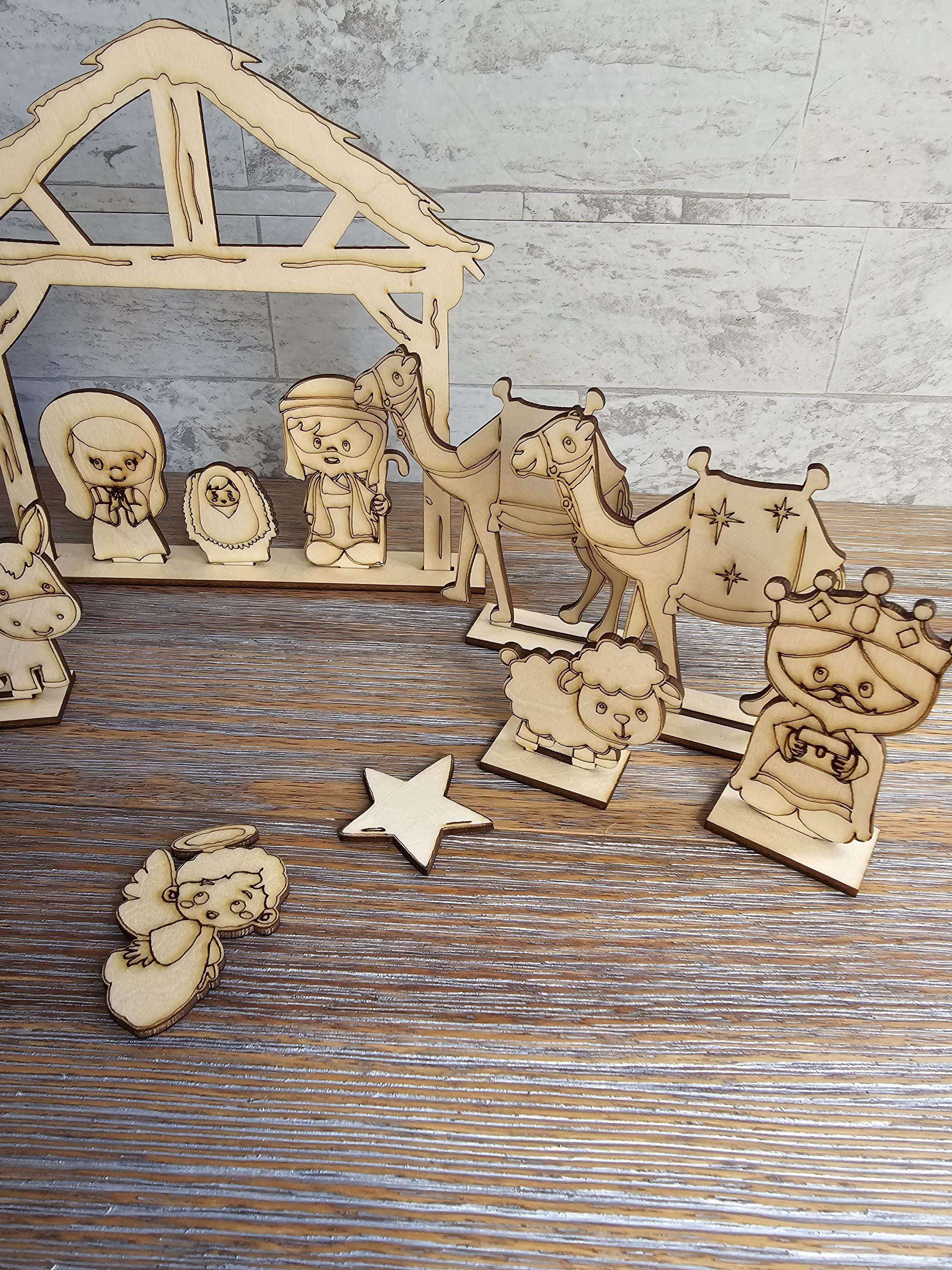 Wood Nativity Set for Kids – DIY Paint or Color Craft Kit - Build-your ...