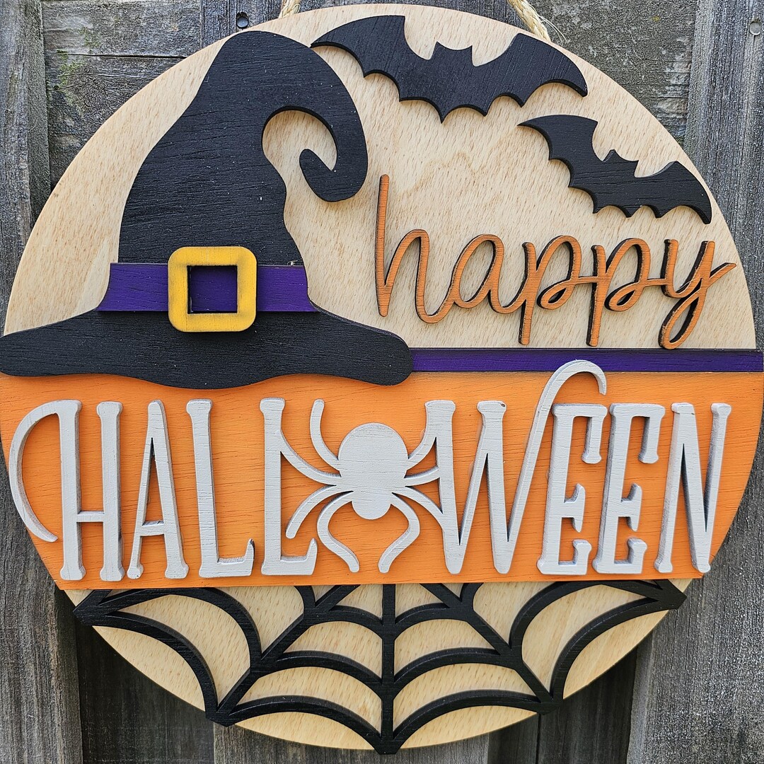 Halloween Door Hanger, Happy Halloween Witch Door Sign, Sign for Front ...