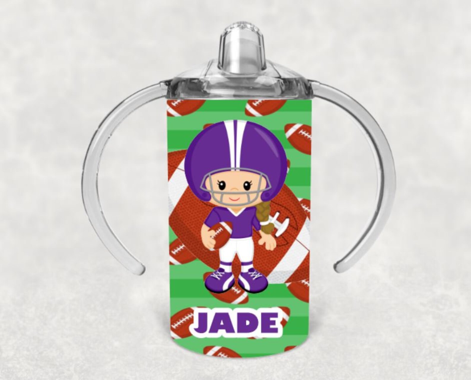 Football Girl Sippy Cup With Bonus Lid Football Themed Sippy | Etsy