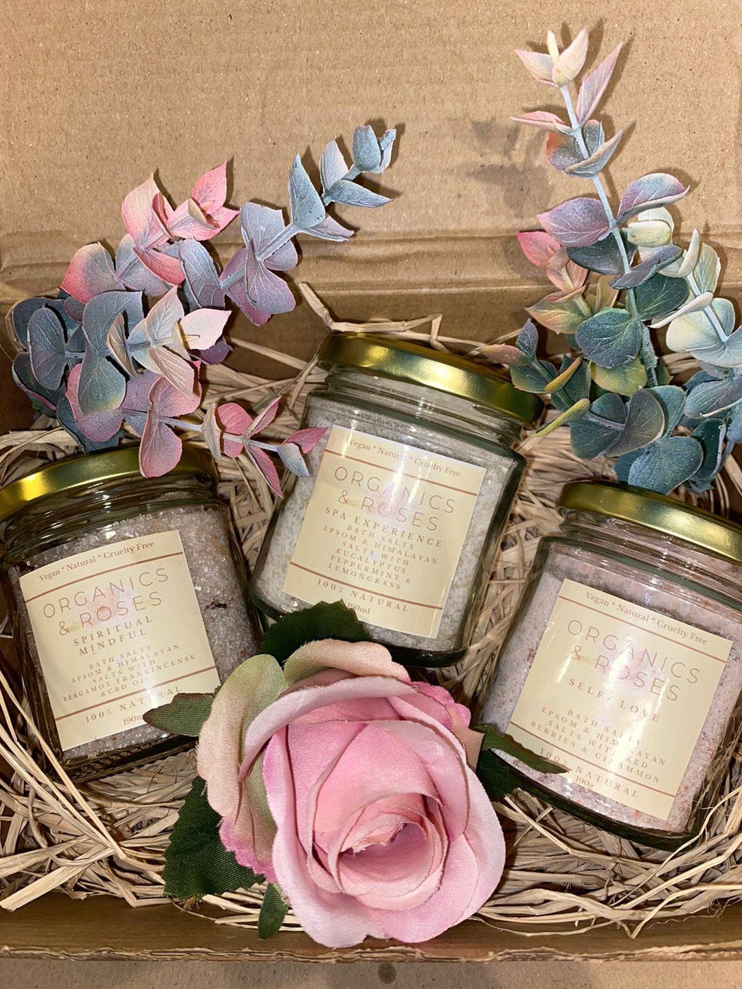 Natural Relaxing Bath Pink Himalayan Salts Trio Gift Jar Sets-bath ...