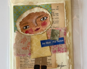 Handmade Collage Notecards tiny Scrappy People 4 X 5 - Etsy