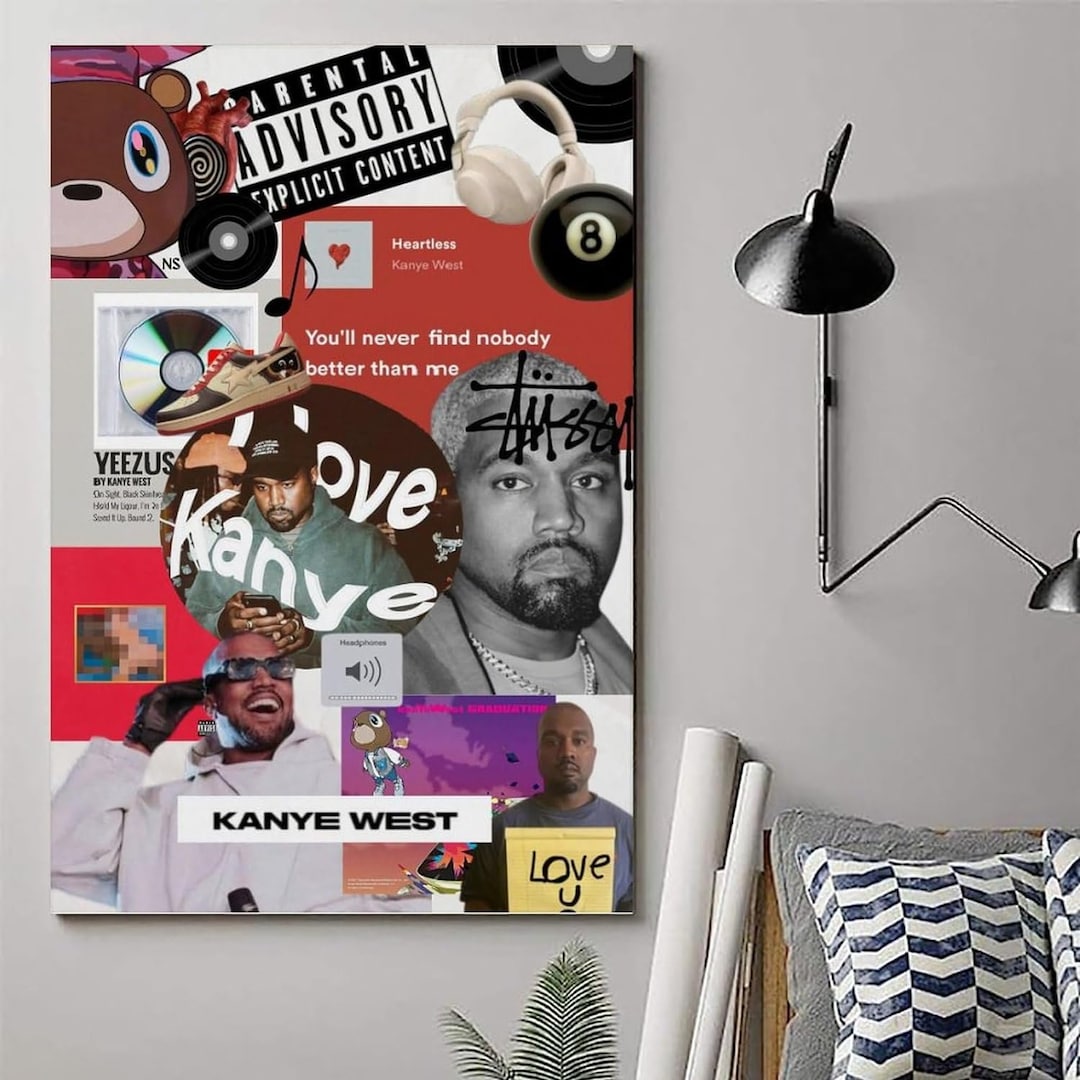 Kanye Poster West, Music Album Collage Vintage Cover Art Decor Wall ...