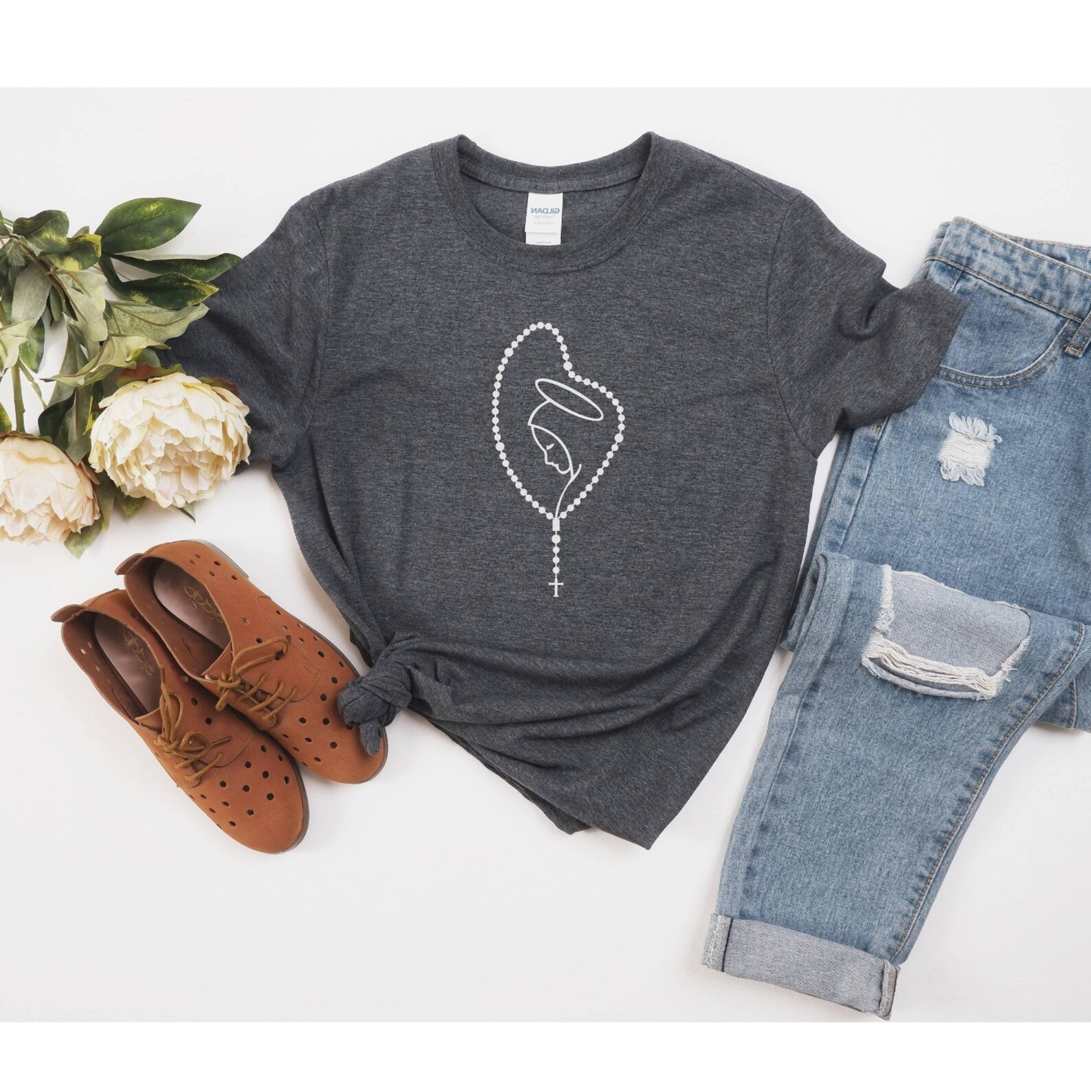 Rosary Catholic Unisex Tshirt, Marian Shirt, Catholic Clothing ...