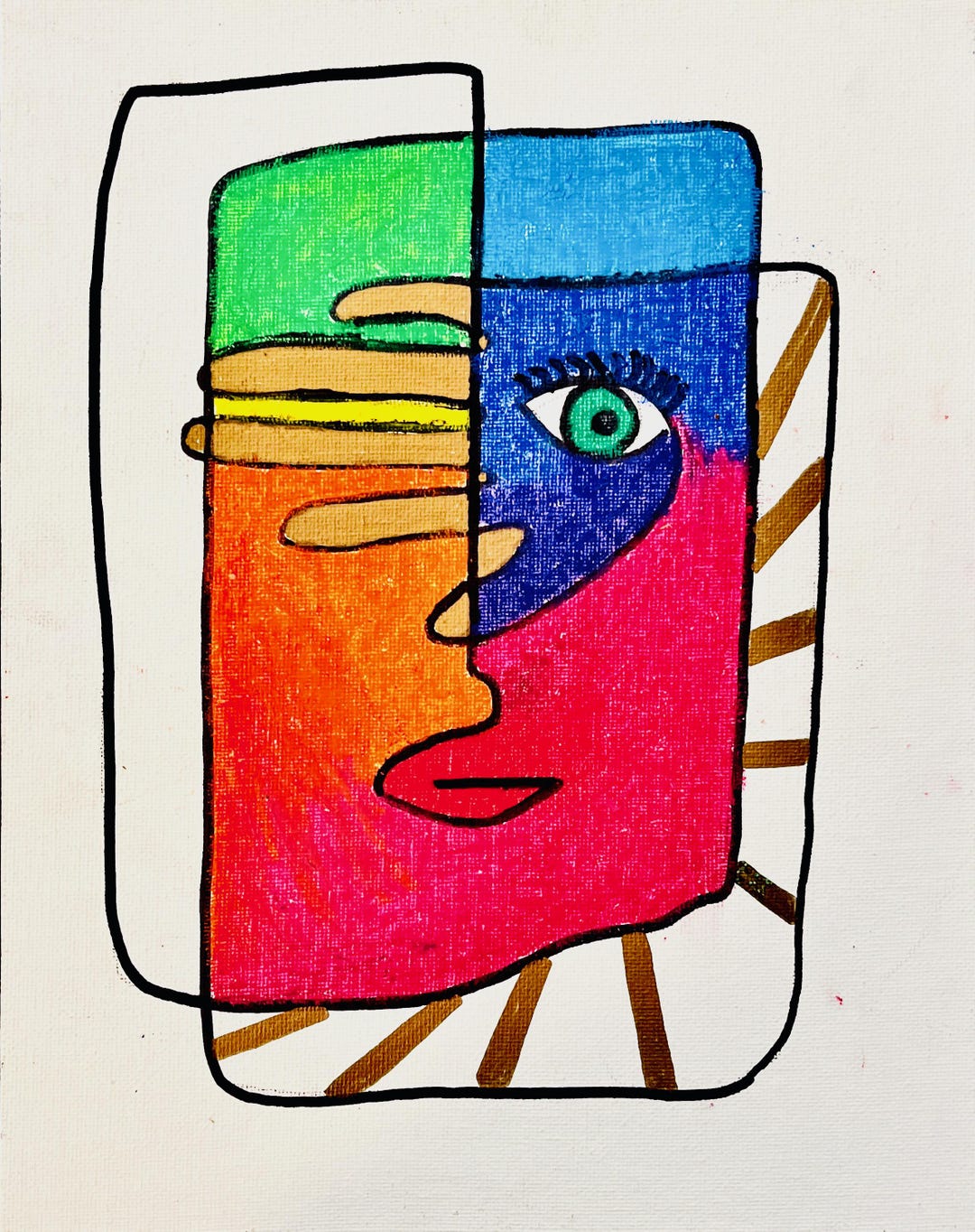 Abstract Sunburst Face Digital Print - Etsy