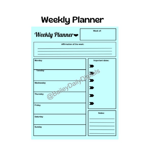 Weekly Planner Notebook Journal Planning Notes - Etsy
