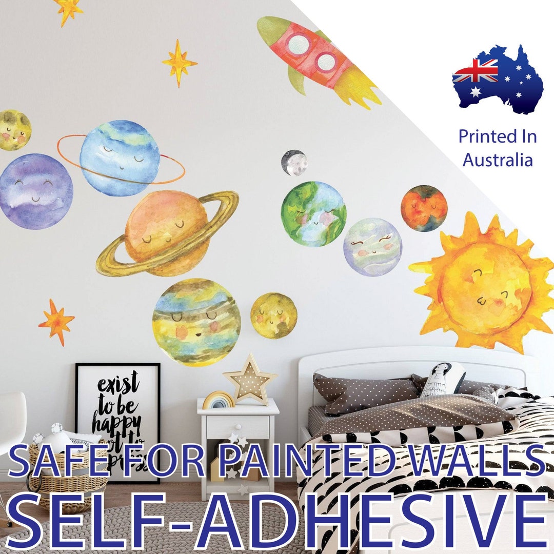 Baby Solar System Wall Decal Watercolour Sticker for Nursery & Kids ...