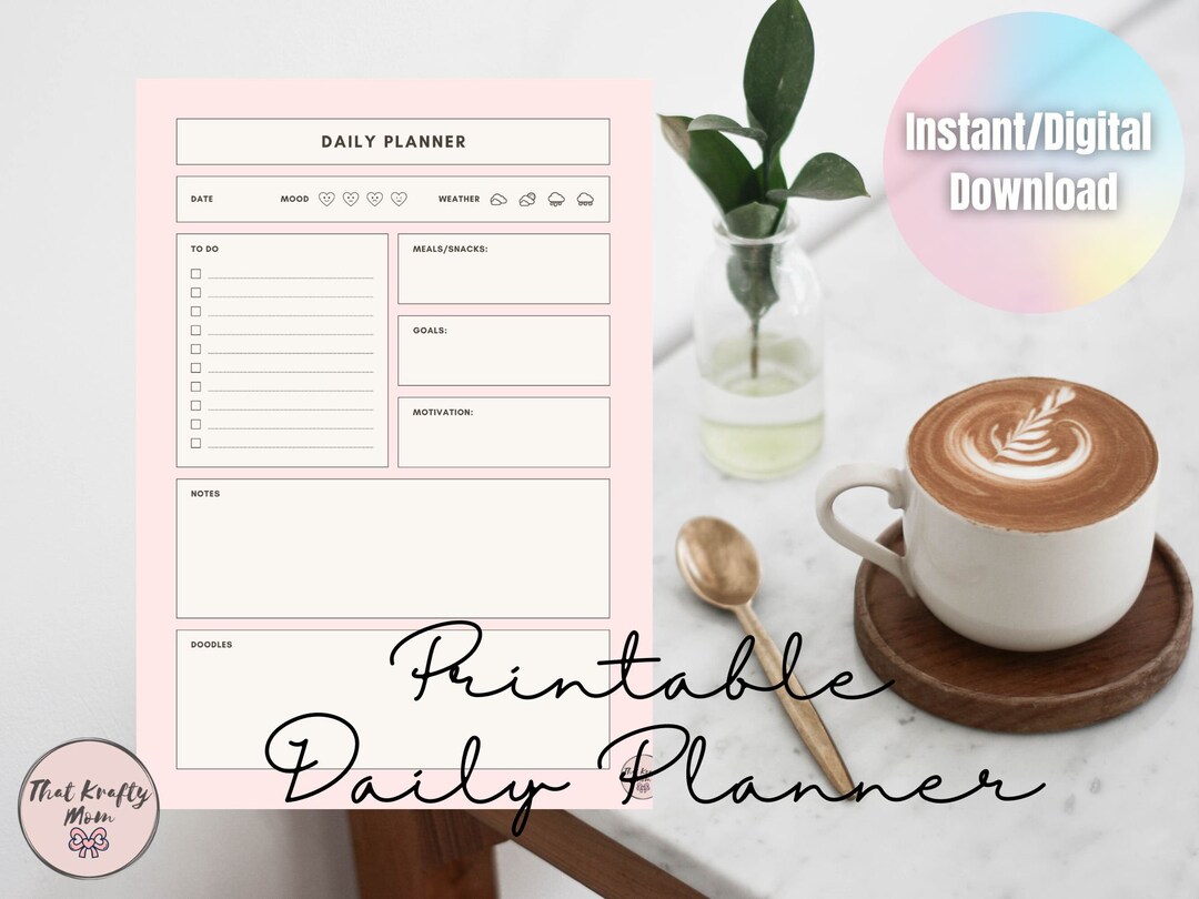 Daily Planner, Daily Organizer, Printable Download, Digital Download - Etsy