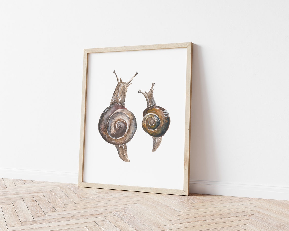 Snails: Watercolor Art Print, Nature Art Work, Snail Art Print, Animal ...