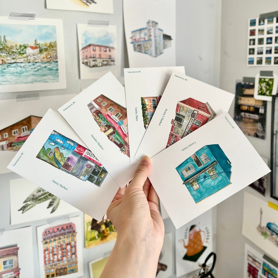 Vancouver Corner Store Watercolour Art Postcard Set - Etsy