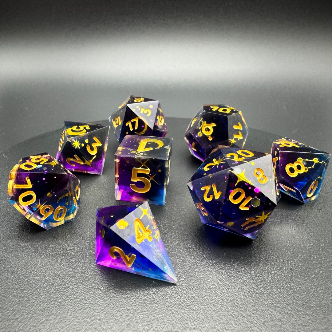 Velaris-themed Polyhedral Resin Dice Set Handmade, Sharp-edge, for ...