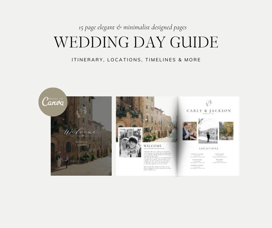 Wedding Day Guide Template: Elegant Timeline (canva Editable) - Etsy