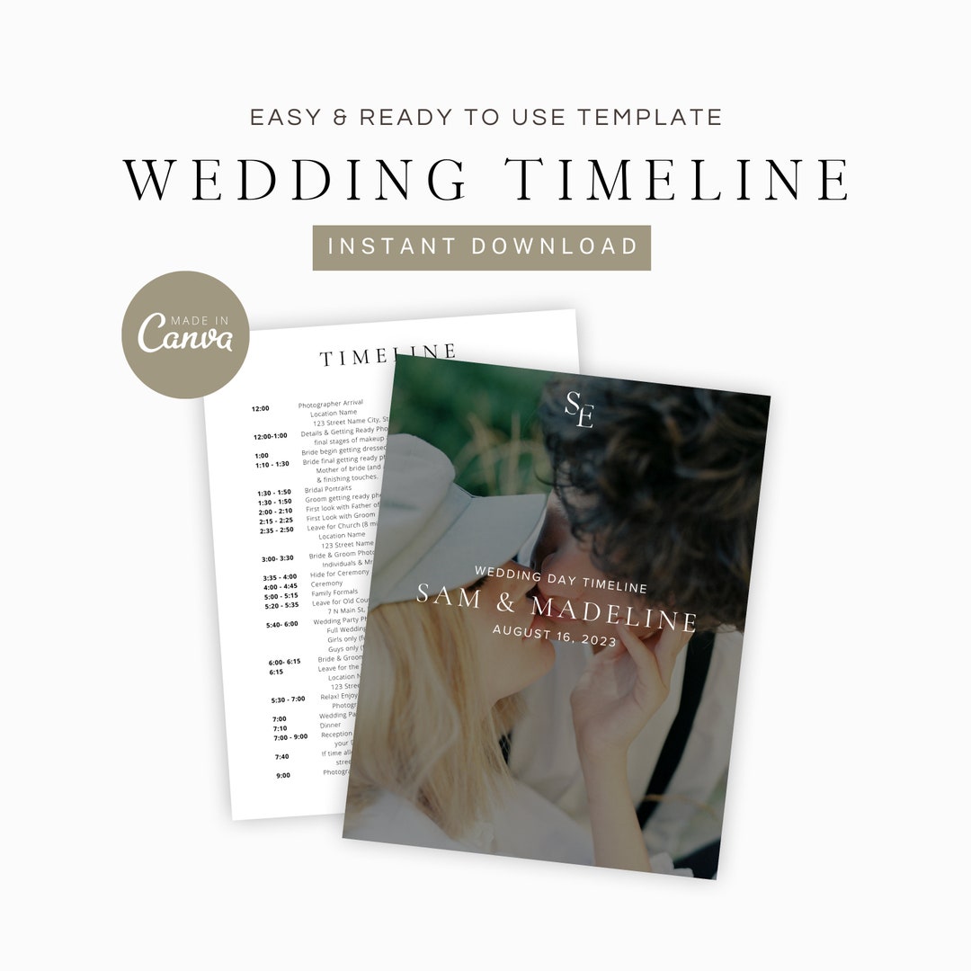 Editable Wedding Timeline Template for Photographers (canva) - Etsy