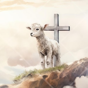 Lamb and Cross Printable Christian Wall Art, Jesus Love Hope Religious ...