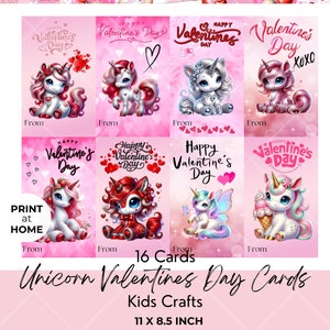 Unicorn Valentine's Day Cards: Kids Classroom Exchange (digital ...
