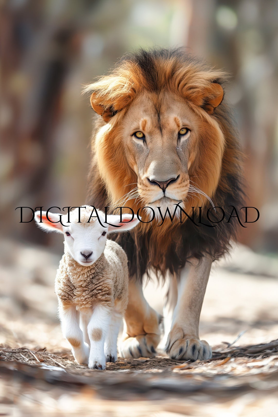Lion and Lamb, Lion of Judah With Lamb Printable Wall Art Symbol of ...