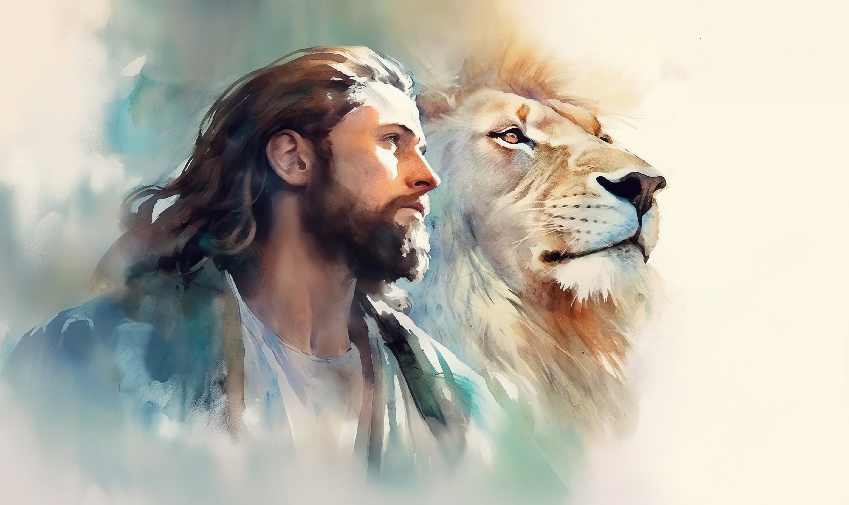 Jesus and the Lion, Watercolor, DIGITAL DOWNLOAD, Lion, Lamb, Christ ...