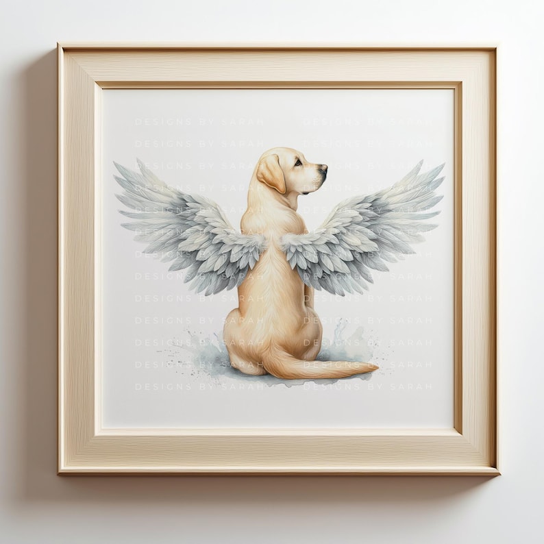 Yellow Lab Dog With Angel Wings Pet Memorial Printable Wall Art ...