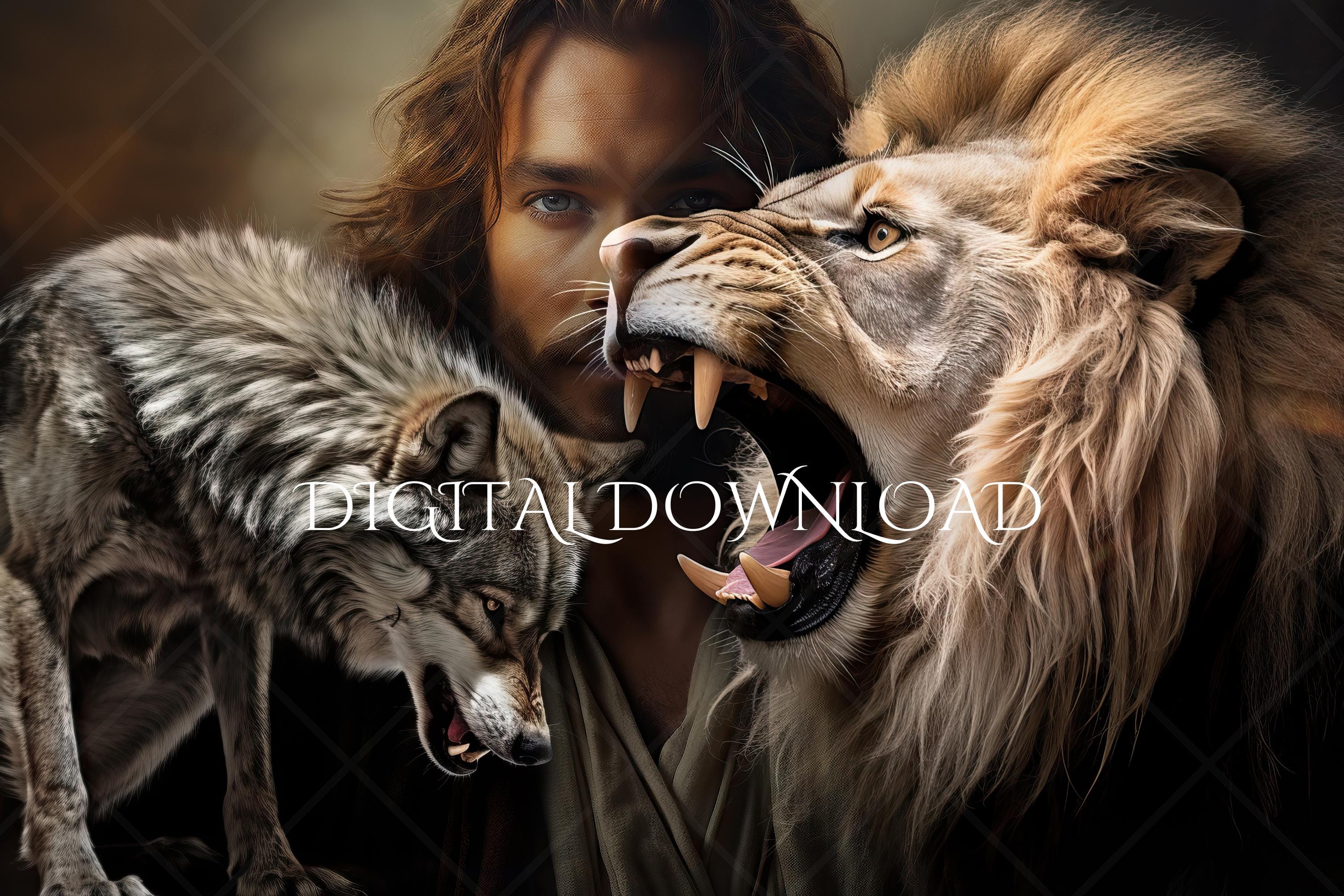 Jesus Christ, Lion of Judah & Wolf, DIGITAL DOWNLOAD, Biblical Story ...