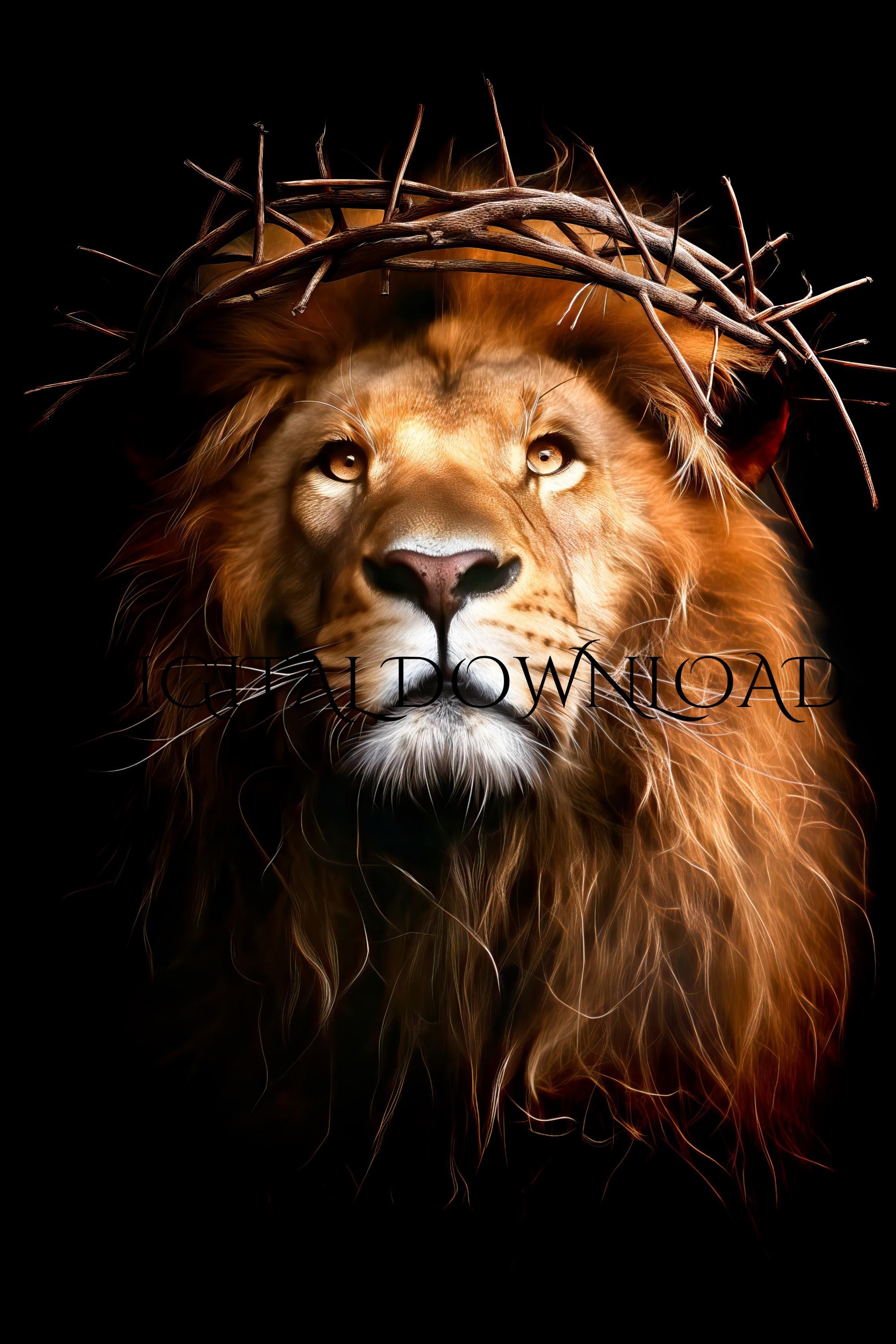 Lion with thorn crown tattoo | Orangetattooshop.com
