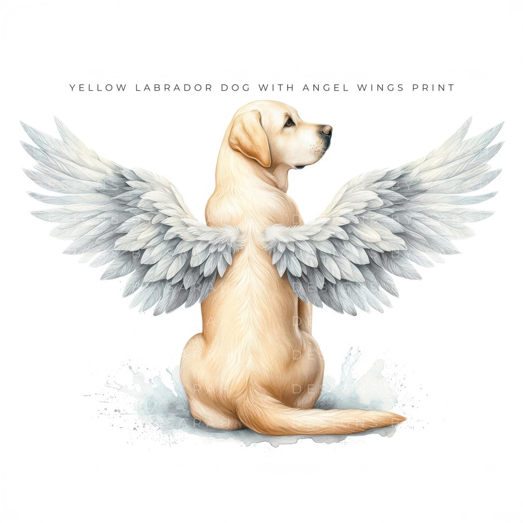 Yellow Lab Dog With Angel Wings Pet Memorial Printable Wall Art ...