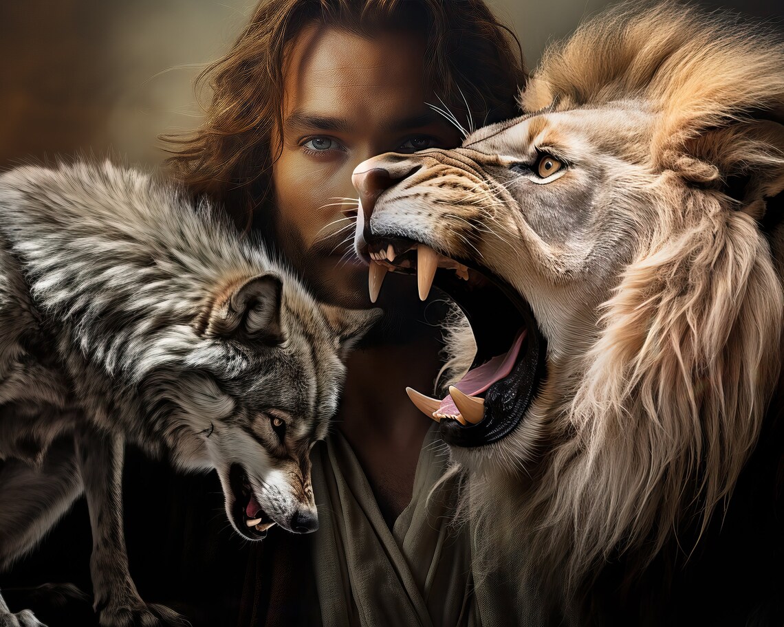 Jesus Christ, Lion of Judah & Wolf, DIGITAL DOWNLOAD, Biblical ...