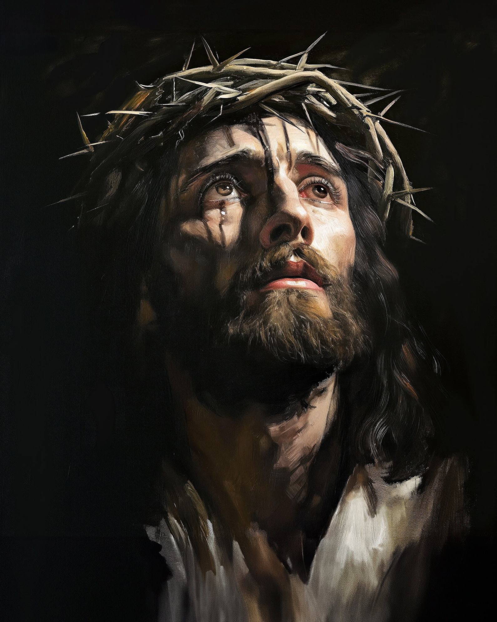 Jesus Wearing Crown of Thorns, Painting, DIGITAL DOWNLOAD, Lion, Lamb, Christ, Prints, Lord ...