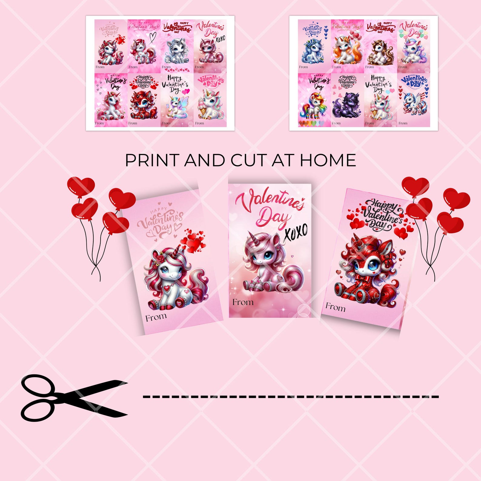 Unicorn Valentine's Day Cards: Kids Classroom Exchange (digital ...