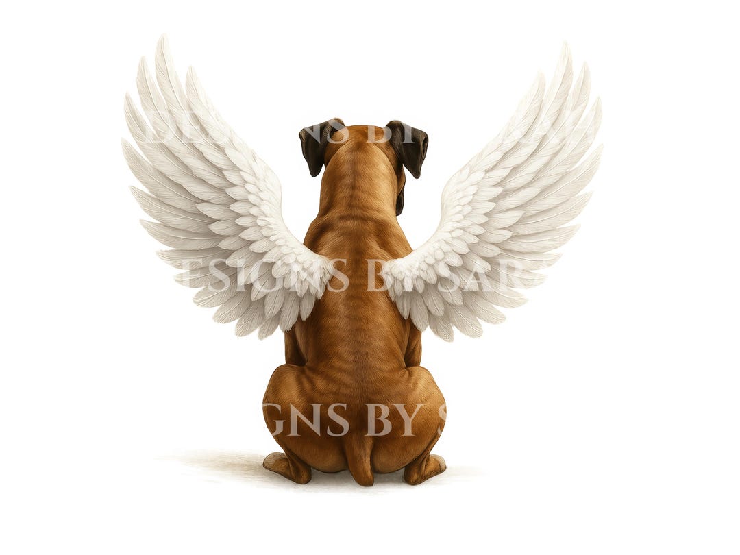 Boxer Dog Memorial Print: Angel Wings Pet Loss Art (digital Download ...