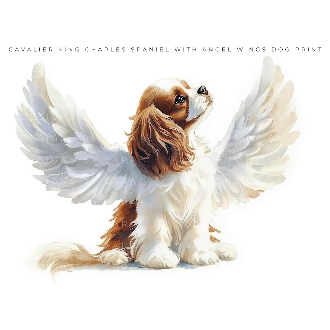 Cavalier King Charles Spaniel Angel Wings Print: Pet Dog Loss Memorial ...