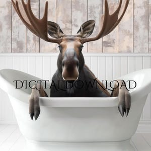 Moose Bathroom Rustic Wall Art, Bull Moose Digital Download Printable ...