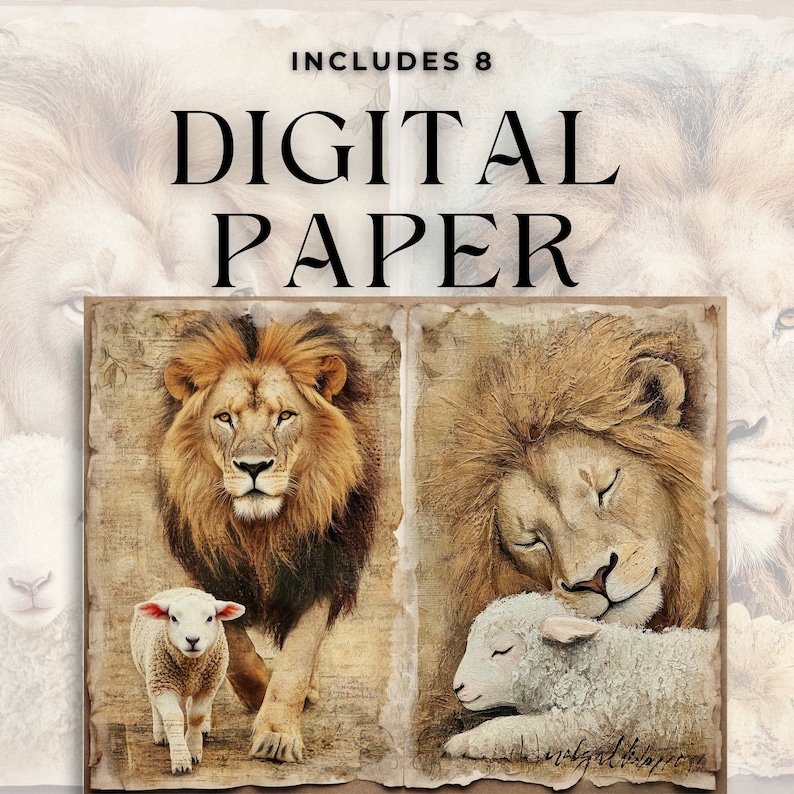 Vintage Lion and Lamb Junk Journal Kit: Printable Ephemera (digital ...