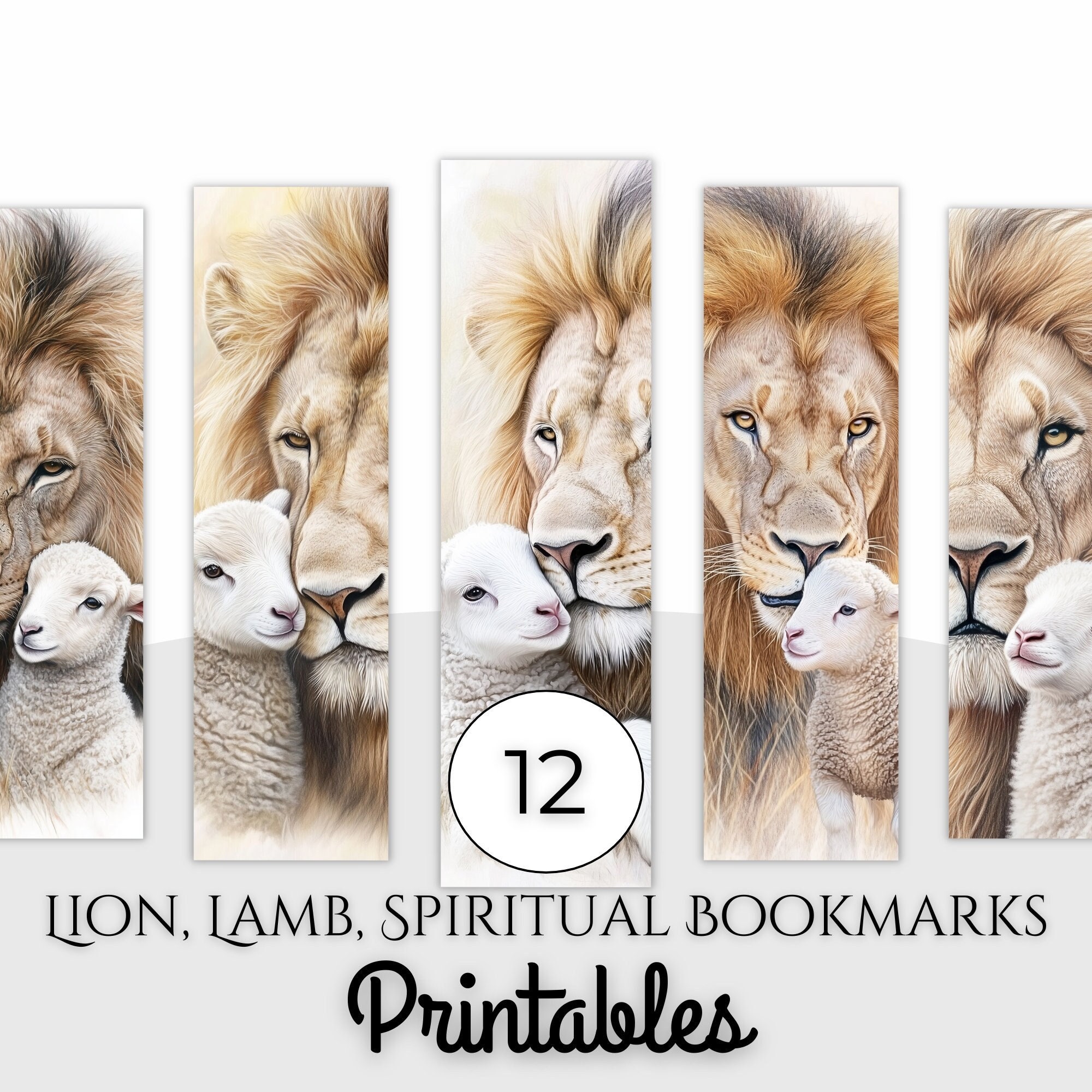 Spiritual Lion and Lamb Bookmarks Printables 12 Inspirational Designs ...