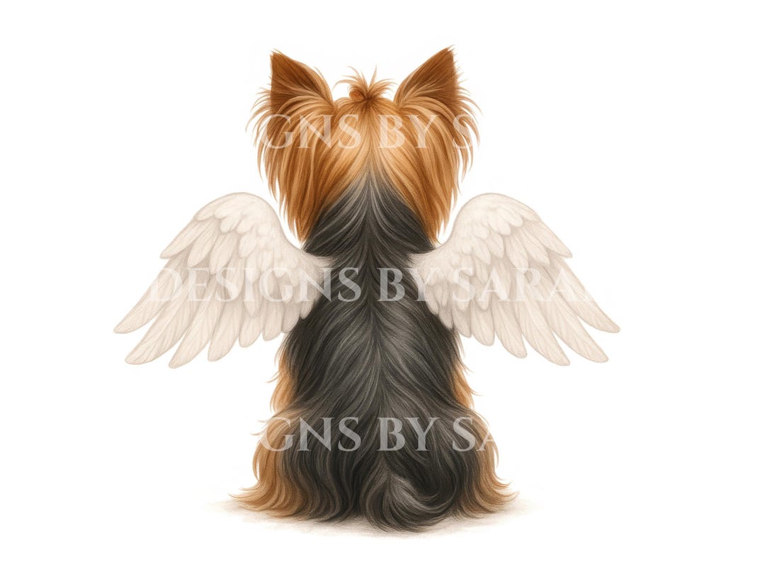 Yorkie Angel Wings Dog Printable Wall Art for Pet Loss, Yorkshire ...