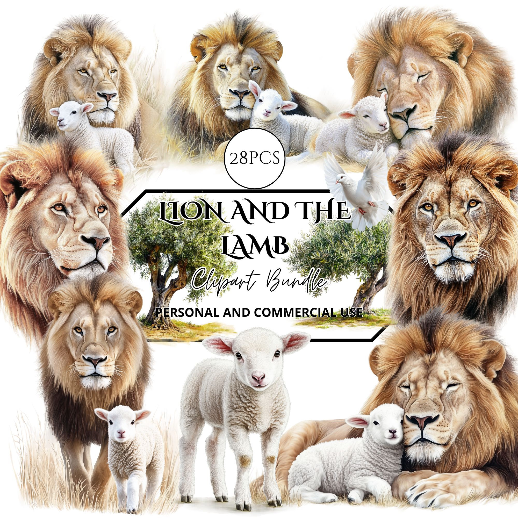 Lion and Lamb Clipart Art, 28 Transparent PNGS - Lion of Judah and Lamb ...