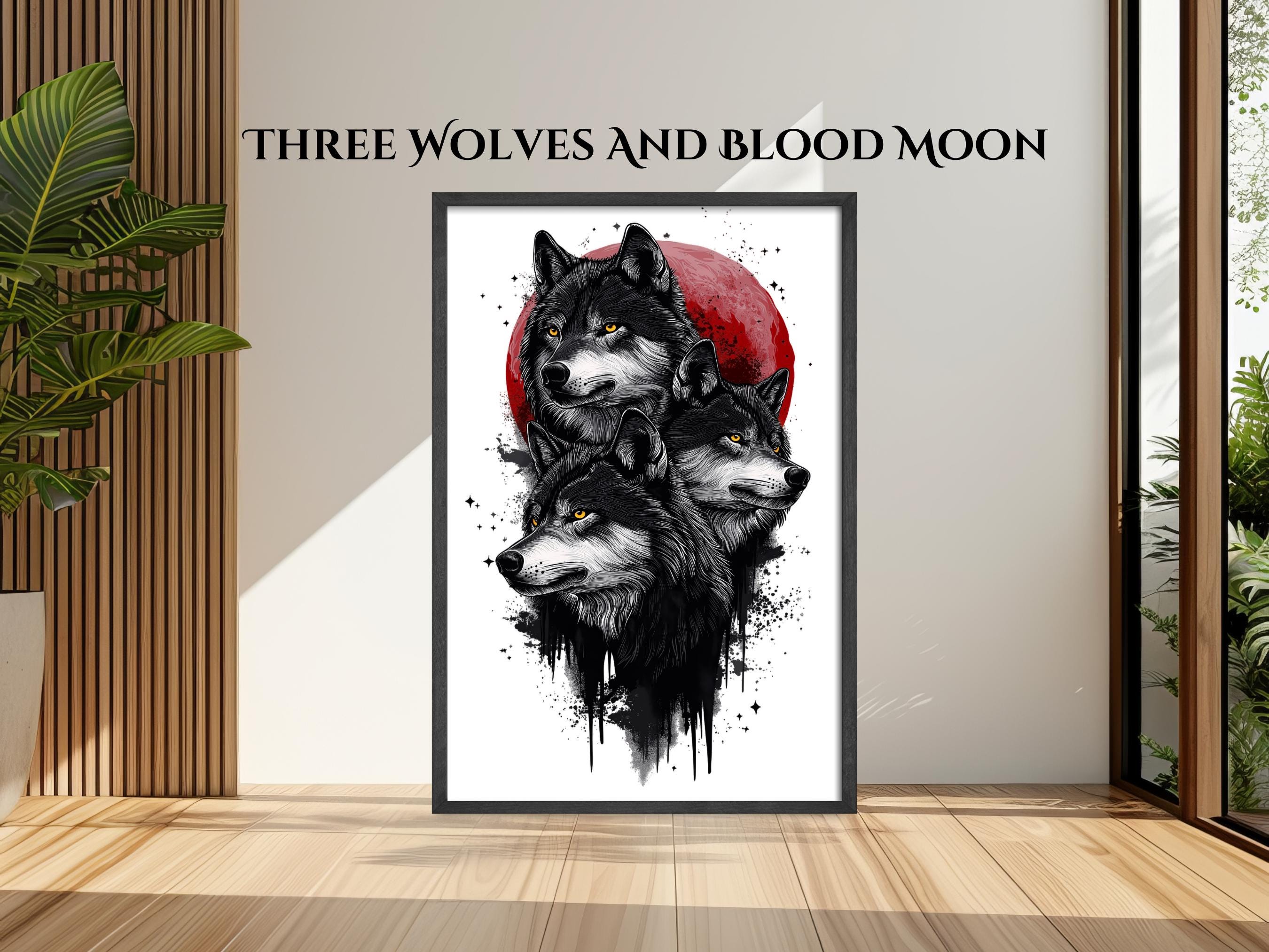 Three Wolf Moon, Red Blood Moon PNG Sublimation Graphic Wolf Pack Shirt ...