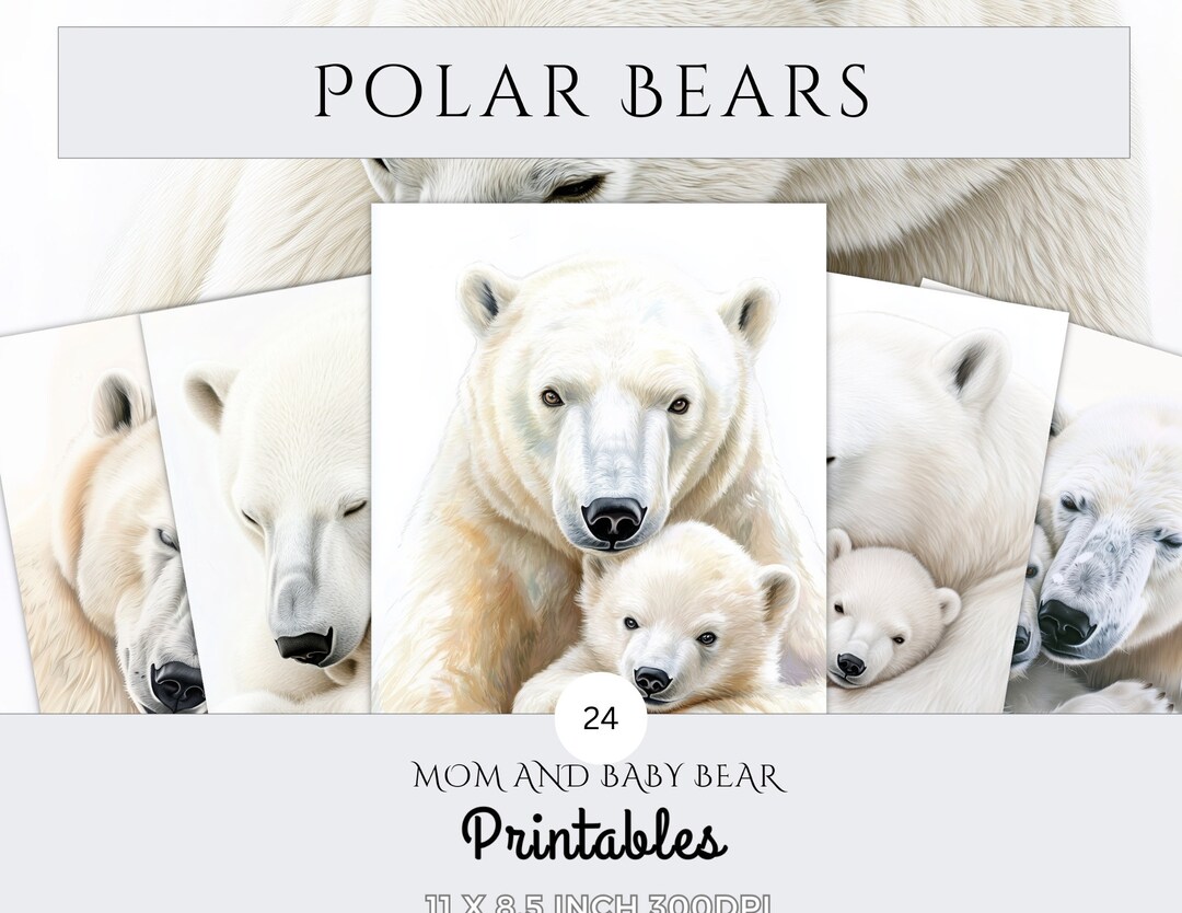Cute Polar Bear Printables, 24 Pages of Mom and Baby Bears High ...